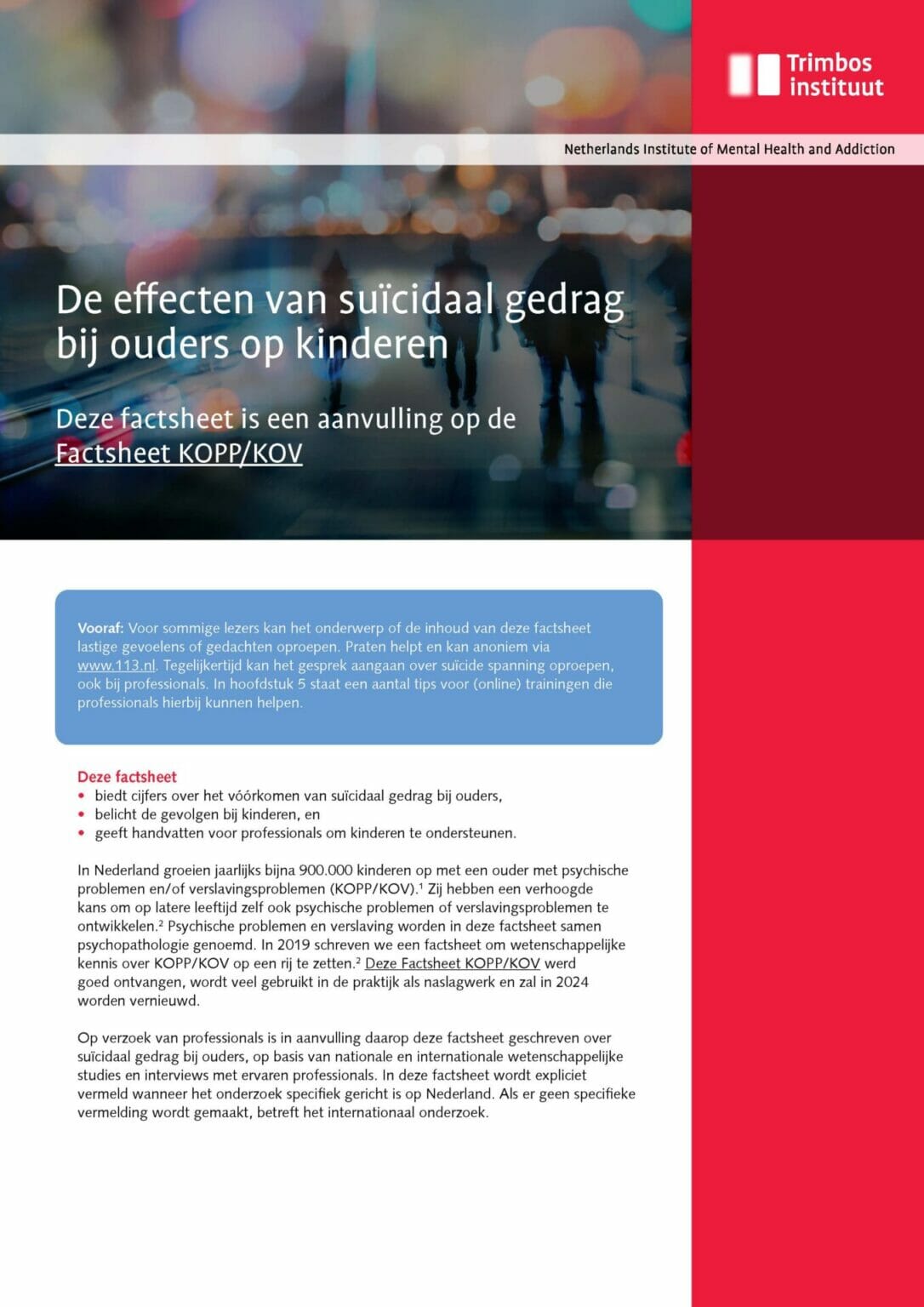 De effecten van suïcidaal gedrag bij ouders op kinderen - Trimbos-instituut
